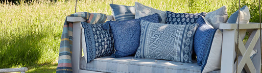 Blue Cushions | Blue Patterned Cushions | Weaver Green