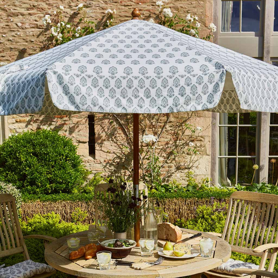 Acorn Dove Grey Parasol | Outdoor Canvas Sunshade | Weaver Green