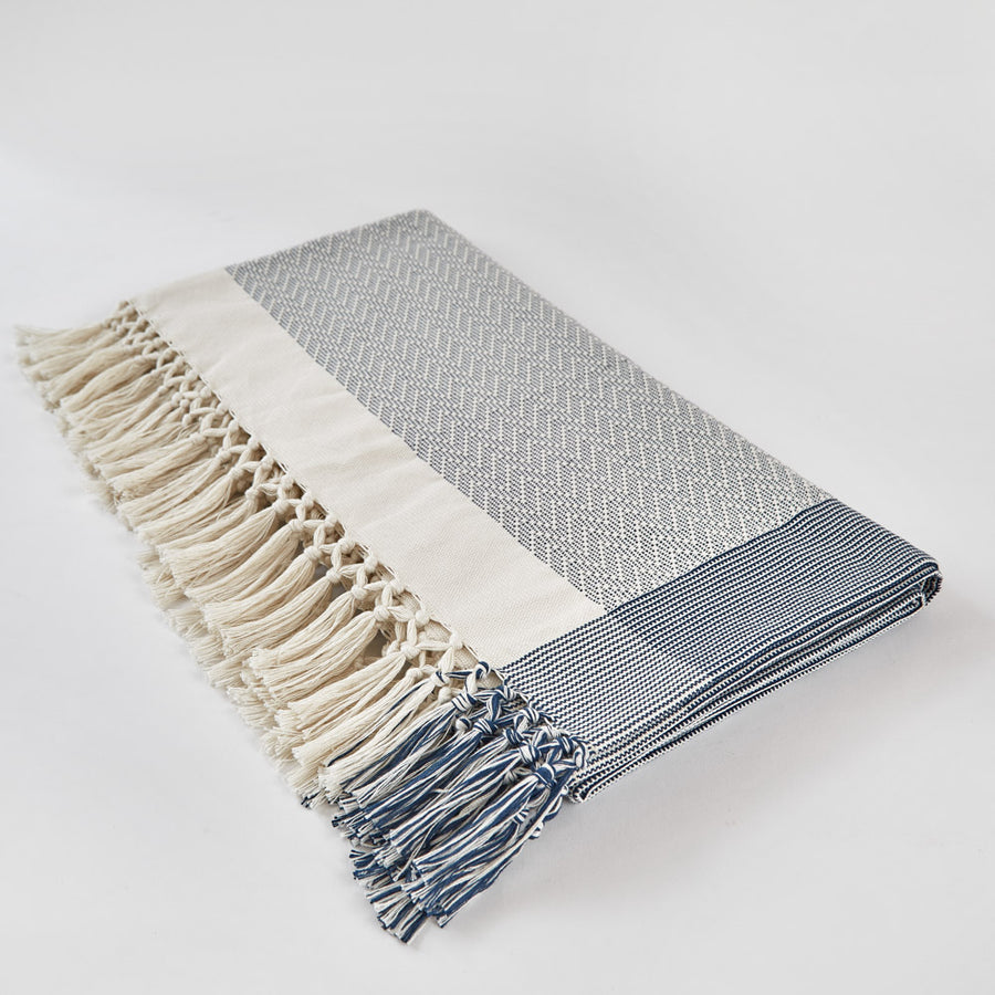 Chevron Navy Throw | Free UK Delivery | Weaver Green