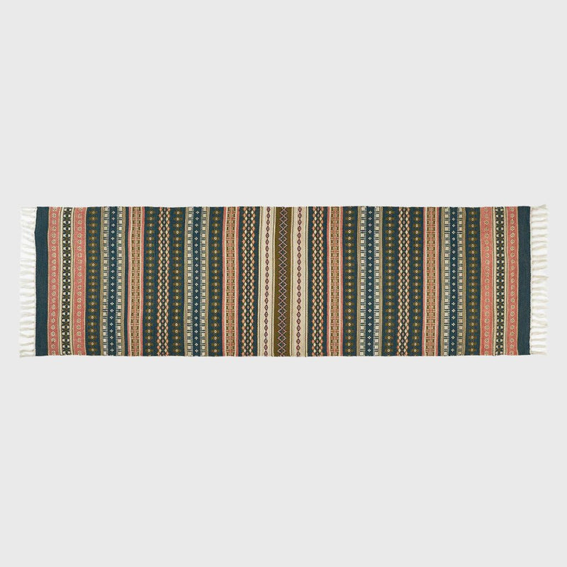 Fairisle Coral Rug | Coral & Blue Striped Rugs | Weaver Green