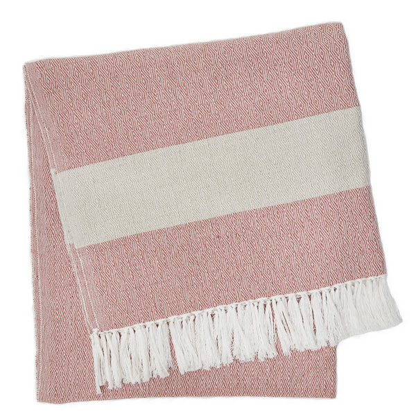 Coral Hammam Throw | Soft Coral Throws | Weaver Green