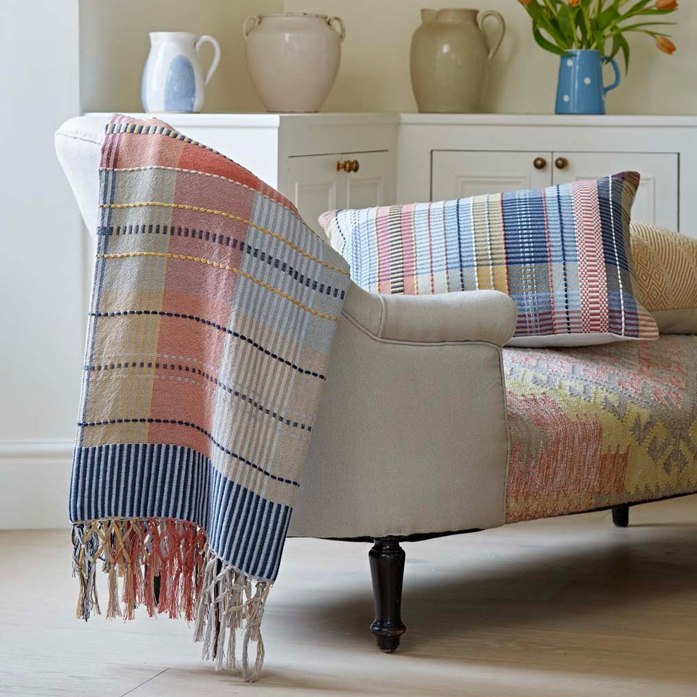 Madras Pink Check Throw | Pink, Yellow & Blue Throw | Free UK Delivery ...